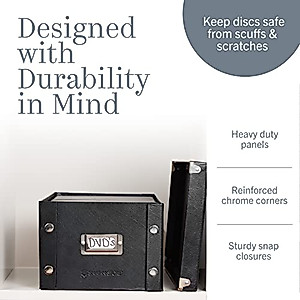 Snap-N-Store DVD Storage Box - 2 Pack - Durable 6 x 8.2 x 16.5 Inch Movie Organizers - Disc Holders with Lids to Store up to 52 DVD Cases - Black.