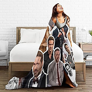 Hamklla Ryan Reynolds Collage Blanket Ultra-Soft Micro Fleece Blanket Warm Cozy Plush Bed Blanket Lightweight Sofa Throw Blanket, Black, 80''x60''