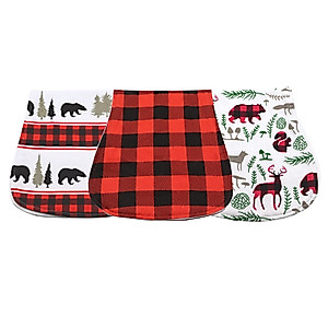 LNGLAT 3-Pack Baby Burp Cloth for Boys Girls, 100% Organic Cotton, Triple Layer, Thick, Soft and Absorbent,Christmas Burping Rags for Newborns Baby Shower Set