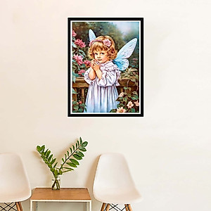 SKRYUIE 5D Angel Diamond Painting Kits - DIY Diamond Art Kits for Adults Girl, Full Round Drill - Crystal Cross Stitch - Adults Craft for Wall & Office Decor - 12x16inch