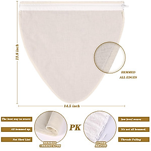 WMKGG Ultra Fine Mesh Milk Bag Strainer, 3-Pack Reusable Cheesecloth Nut Milk Bag with Stainless Steel Handle Frame for Filter NutMilk, Coffee, Milk, Butter, Juices and Fresh Cheese (Large Size)