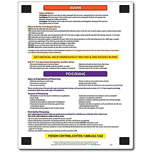 Infant, Child CPR Magnet - CPR, Choking, Poison, Burns, Dental Emergency First Aid Sign - Quick Reference Card, 8.5 x 11 in.