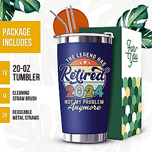 HEXMOZ Retirement Gifts for Men, Women 2024, Best Gifts for Retirement Men, Funny Retirement Gifts for Men, Man - The Legend Has Retired, Happy Retirement Party Decorations For Men - 20oz Tumbler Cup