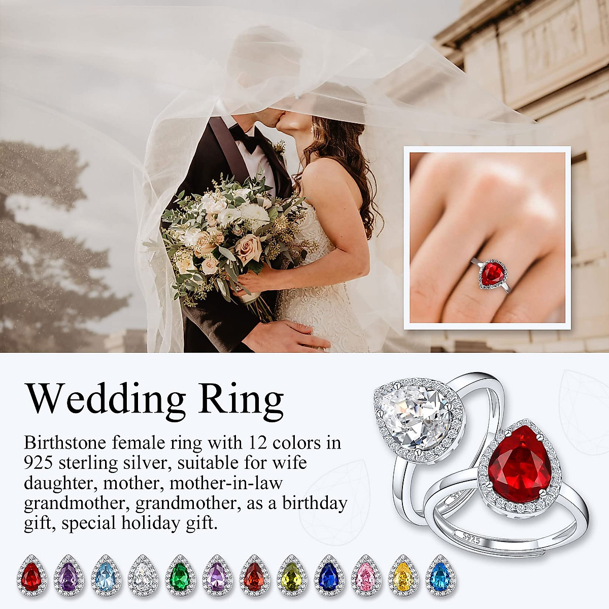 Suplight Promise Ring for Her Septembler Birthstone Blue Sapphire Ring Sterling Silver Ring