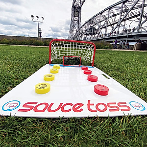 Sauce Toss: The Premium Hockey Sauce Pass Game for Playing, Passing, Training, Trick Shots and More - Tailgate Friendly and Portable Hockey Game, Supreme