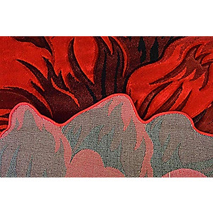 PLANET RUGS Flowers 3D Effect Hand Carved Thick Artistic Floral Flower Rose Botanical Shape Area Rug Design 305 Red 6'6''x6'6'' Round