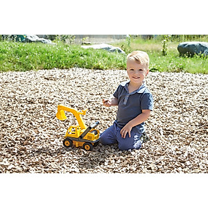 ksmtoys Lena Eco Active Toy Excavator Truck is a Eco Friendly BPA and Phthalates Free Biodegradable Green Toy Manufactured from Food Grade Resin and Wood, Yellow, 11x8x6