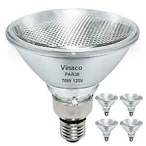 Vinaco PAR38 Flood Light，4 Pack PAR38 Halogen Flood Light Dimmable 70W 120V， High Brightness 800LM, PAR38 Bulb with E26 Base,2800K Warm White Ideal for Indoor/Outdoor