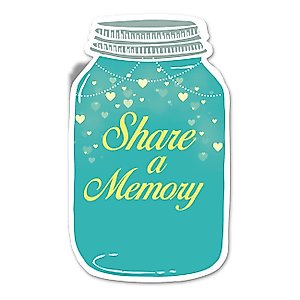 Cute Share a Memory Cards Cards 50 Set Mason Jar Shaped Party Supplies Favors for Celebration of Life Birthday Showers Birthdays, Double-Sided 5 x 7