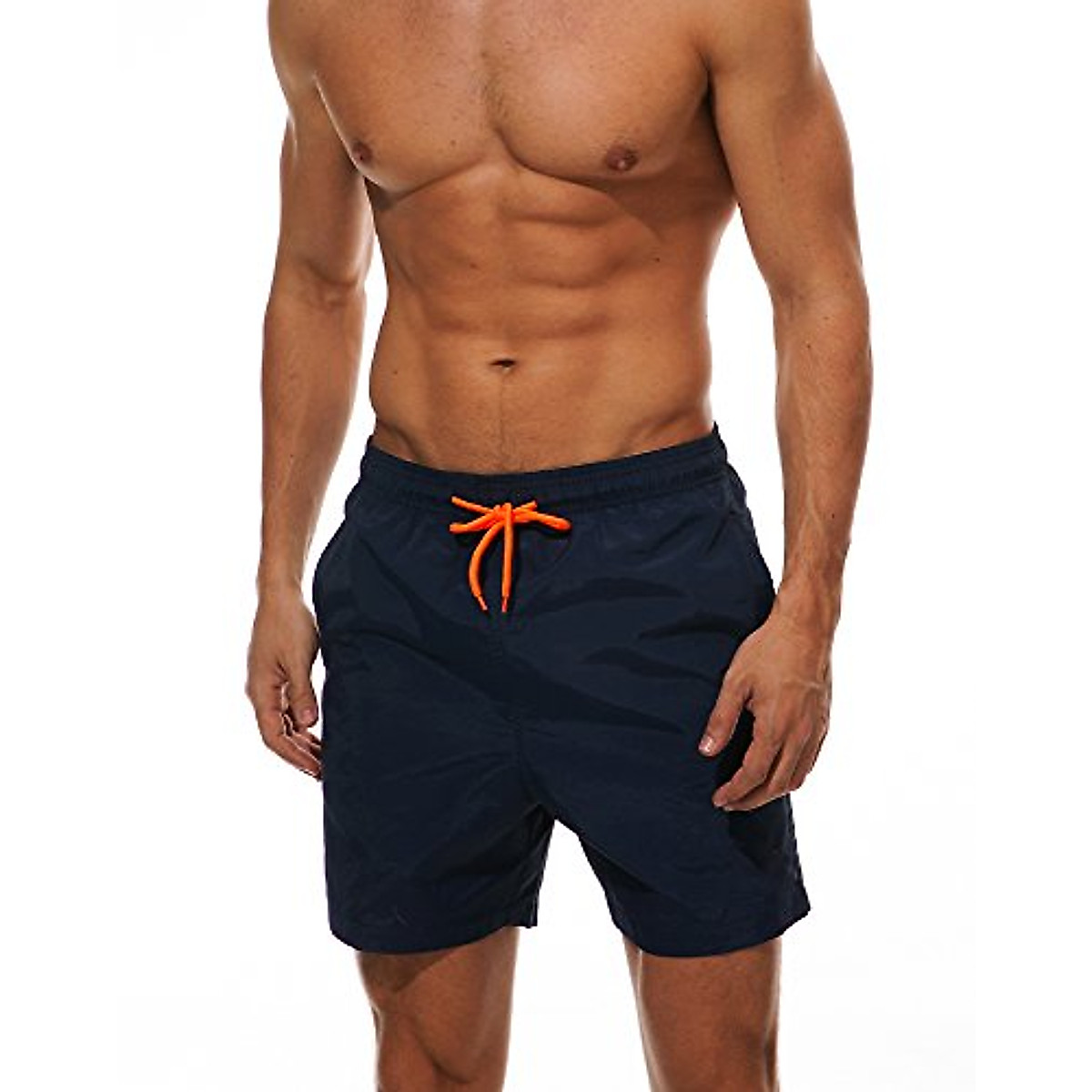 Gopune Mens Slim Fit Quick Dry Short Swim Trunks with Mesh Lining (Navy,M)