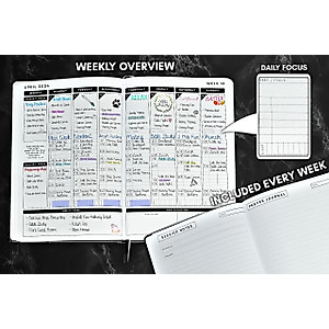 2024 Christian Daily Planner Black 7" x 10" Monthly and Weekly Planner, Journal & Church Companion w/ Metal Pen, No Bleed Paper, Scripture & More!