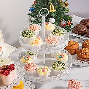 ALEDO White Cake Stand 5 Pcs, Dessert Table Display Set Metal Antique-inspired with Cake Pop Stand, Cupcake Tower, Treats Candy Station for Wedding Birthday Party Baby Shower Celebration Holiday Décor