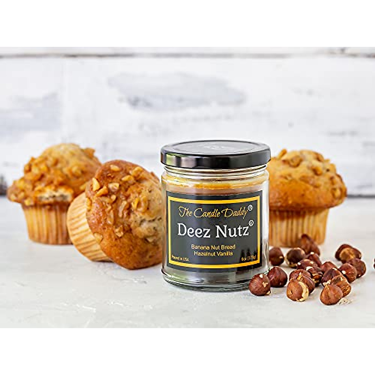 Deez Nutz - Funny Banana Nut Bread Scented Candle - Christmas, New Years - Long Burn Time - Hand Poured in USA - 6oz