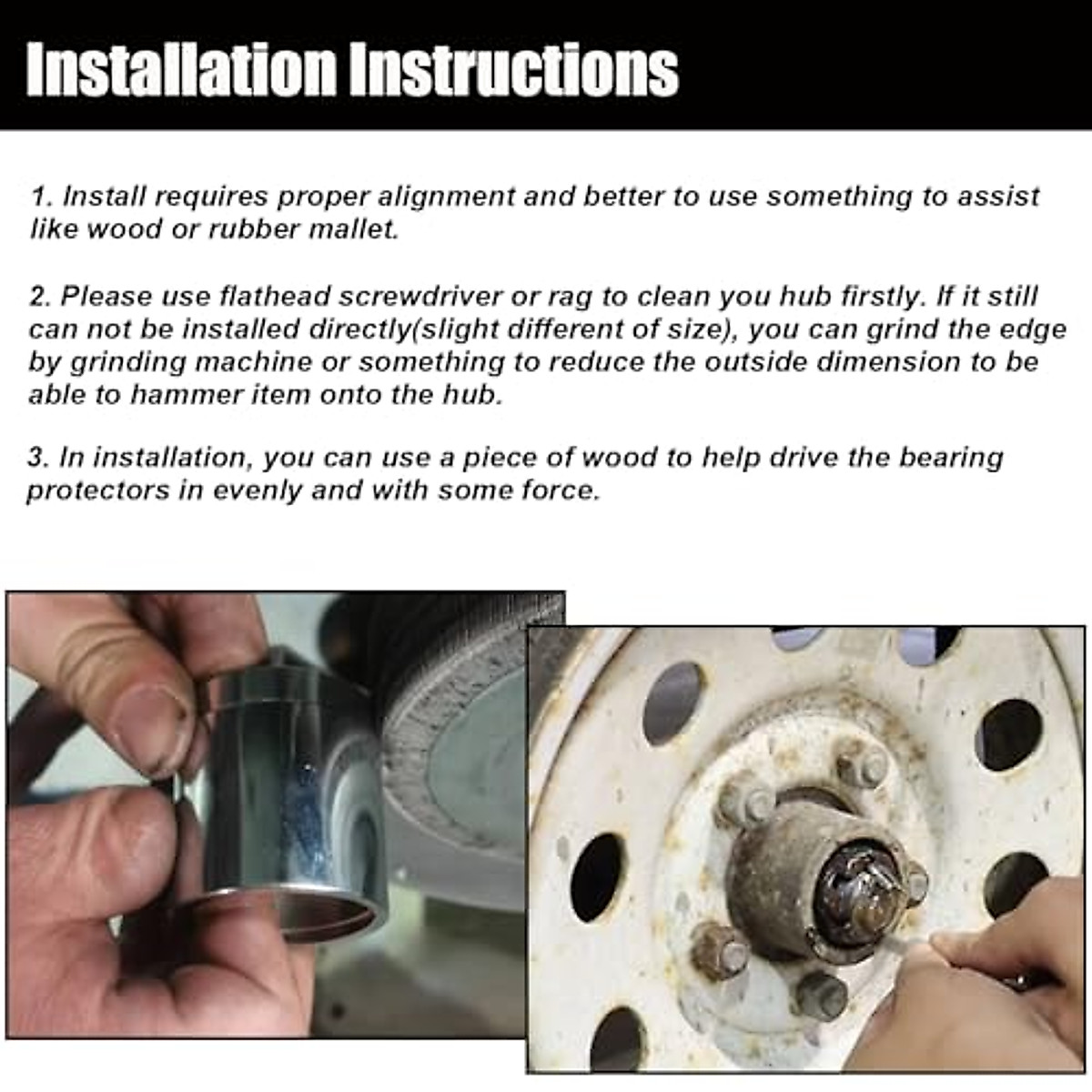 CZC AUTO Wheel Bearing Protectors Chromed 1.78'' with Protective Bras for Trailer Boat, Pair