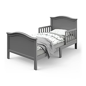 Child Craft Camden Toddler Bed for Kids with Guard Rails, Low to Ground Design, Made of Pinewood, Featuring Clean Lines to Match Any Décor (Matte White)