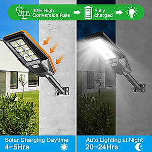 AKOFUN 2 Pack 1600W Solar Street Light, 120000 Lumens Dusk to Dawn Solar Outdoor Lights Motion Sensor Waterproof IP66 6000K Security Solar Flood Light for Yard, Garage, Garden