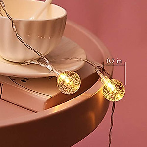 ANJAYLIA 33FT 80LED Battery Operated Globe String Lights, Fairy Lights Waterproof Crystal Ball Outdoor String Lights, Twinkle Lights Christmas Decorations Indoor Hanging Lights for Garden Party