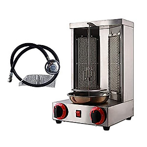 NJTFHU Shawarma Grill Doner Kebab Machine Gas Gyro broilers Rotating Home Vertical Rotisserie with 2 Burners 110V for Chicken Roast,Turkey Roast,Tacos,Roast,（Registered Design Patent）
