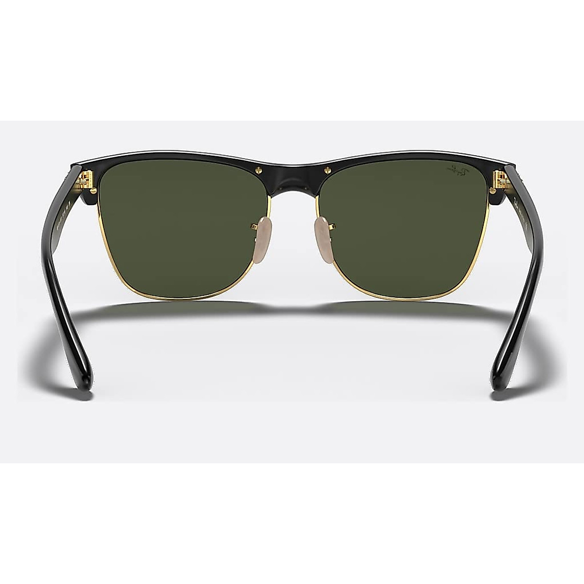 Ray-Ban RB4175 CLUBMASTER OVERSIZED 877 57M Demishiny Black/Arista/Crystal Green Square Sunglasses For Men For Women (OVERSIZED)+ BUNDLE with Designer iWear Eyewear Kit