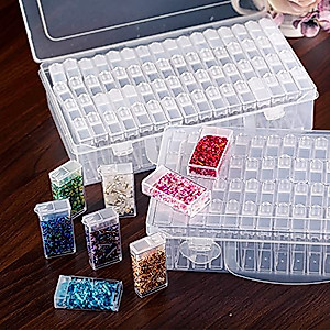 Tosnail 2 Pack of 64 Plastic Diamond Painting Bead Storage Container Box, Bead Organizer Case for Beads, Seeds, Diamond Dots, Glitter, Nail Art Supply