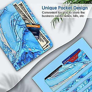 Zonefoker for New iPad Pro 12.9 Case 6th/5th/4th/3rd Generation 2022/2021/2020/2018, 12.9 inch ipad Pro Leather Folio Cover with Pencil Holder, Multi-Angle Viewing Stand, Auto Wake/Sleep, Marble Blue