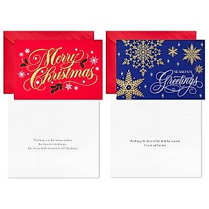 Hallmark Boxed Christmas Cards Assortment, Gold Foil Classic (6 Designs, 36 Cards with Envelopes)