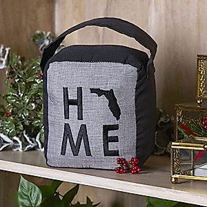 Elements Florida Home Sentiment Fabric Door Stopper, Gray and Black