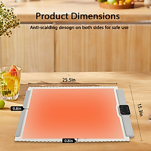 Food Warmer Mat, Roll Up Electric Warming Plate, Portable Silicone Warming Mat with 5 Heat Levels, Heating Tray for Parties Buffet, 26inx15.5in, (Energy Saving)
