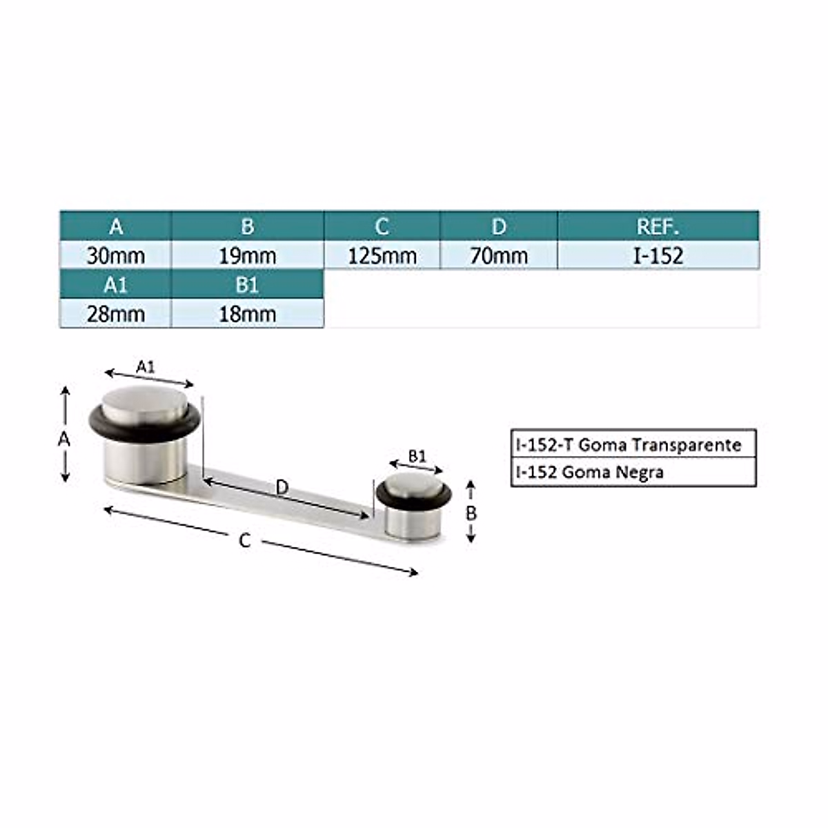 EVI | Rotating Doorstop | for Doors up to 2.75'' Thick | Black Rubber | Stainless Steel Matte Finish | Includes Screw + Anchor | Mod I-152