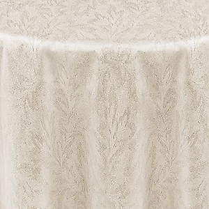 Newbridge Taupe Napa Leaf Solid Color Vinyl Flannel Backed Tablecloth, Hotel Quality Indoor/Outdoor Patio, Kitchen, BBQ, Dining Room Vinyl Tablecloth, 60” x 84” Oval