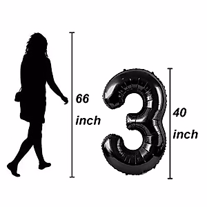 30th Birthday Decorations for Women & Men, All-Black 30th Birthday Decor, Party Decorations Large Number 30 Balloons
