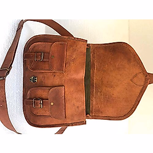 KPL 14 Inch Leather crossbody bags Purse Women Shoulder Bag Satchel Ladies Tote Travel Purse full grain Leather (Tan Brown)