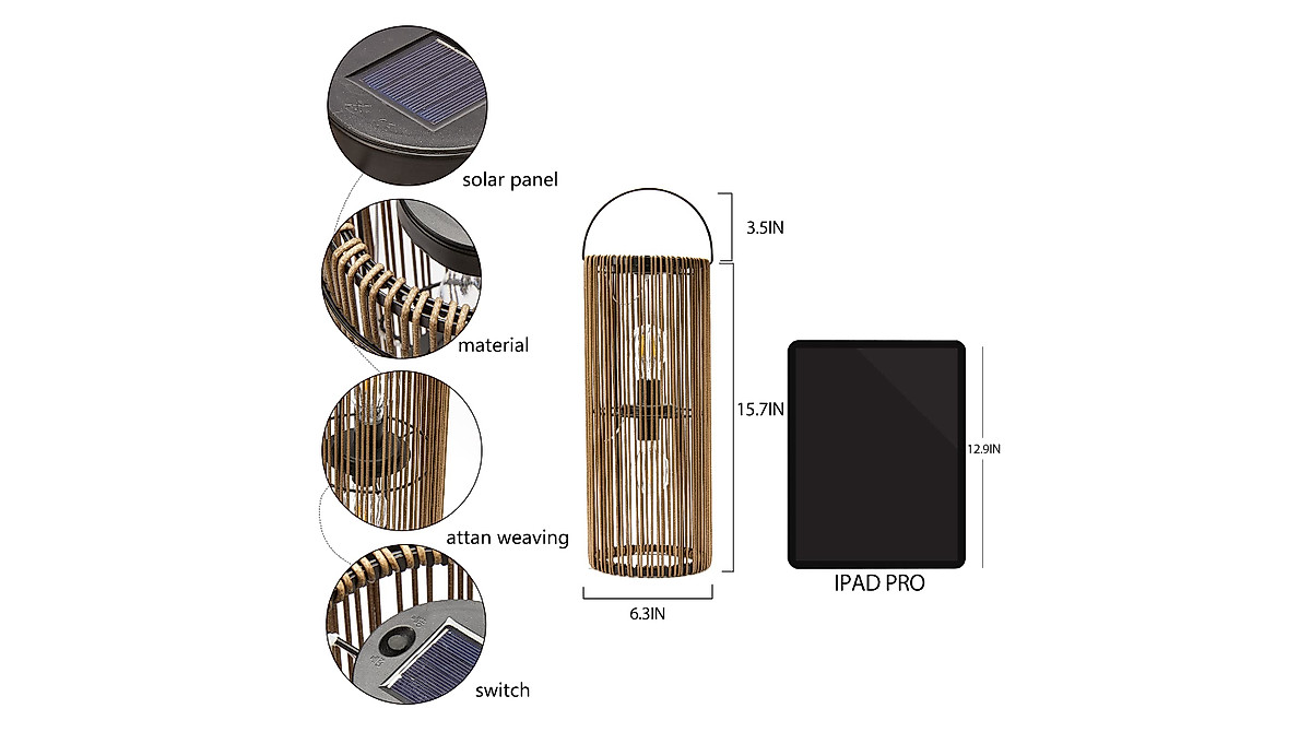 GIBMIDSER Solar Garden Lanterns - Waterproof Outdoor Rattan Lights