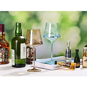 Physkoa Mothers Day Gifts for Mom Colored Wine Glasses Set 6, 16oz Long Stem Multi-Color Wine Glass-Colorful Wine Glasses for Christmas Celebrations-HandBlown|Durable|HandWash