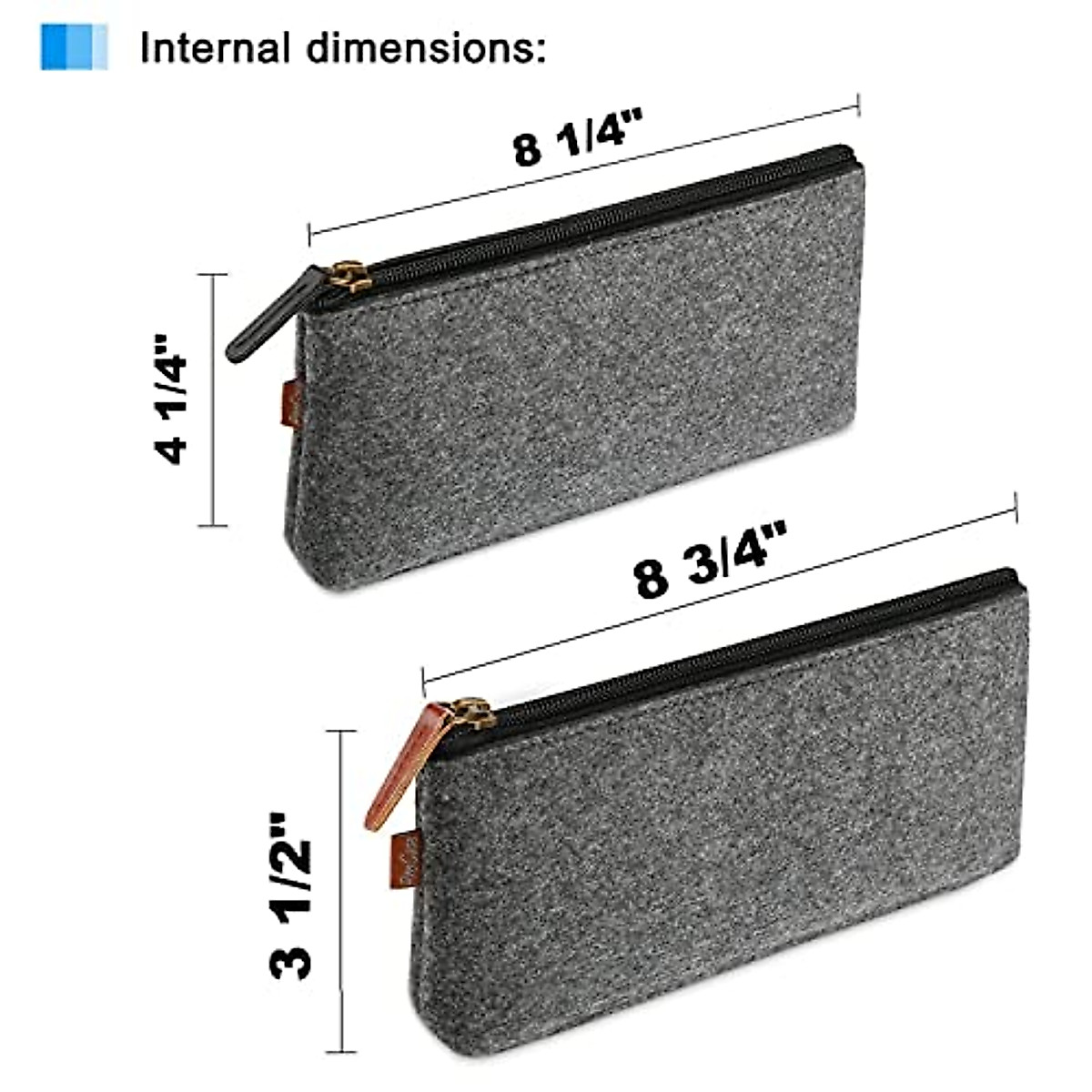 TOPTIE 4PCS Felt Zipper Pen Pouch, DIY Fabric Bank Bag Cash Coin Purse Pouch-Dark Grey