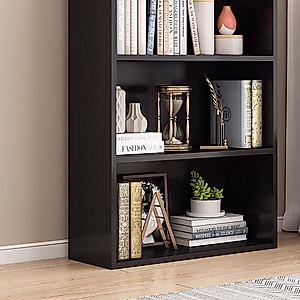 ALISENED 3 Tiers Open Shelf Bookcase, Stylish and Functional Bookshelf, Storage Organizer Shelving for Home, Office, Living Room and Bed Room, Black