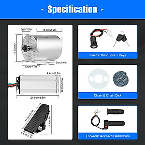 BANLICALI Bike Motor Kit, 3000W Brush-Less Motor Kit with Controller, Chain Ring and Throttle, for Electric Scooter E Bike Engine Motorcycle DIY Part Conversion Kit 48-72V 4900rpm