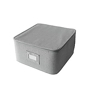 In This Space Grey Twill Hard Shell(tm) Two Square China Plates Storage Container With Secure Lid for dinner round or square plates (11.5” and 9.5”)