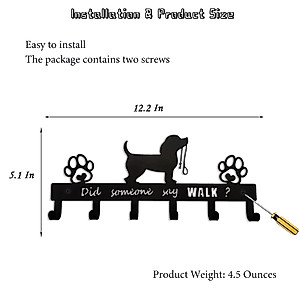Dog Leash Holder for Wall, Dog Stuff Storage Organizer and Key Holder Wall Mount with Did Someone Say Walk - Dog Leash Dog Stuff Key Organizer Wall for Entryway Farmhouse
