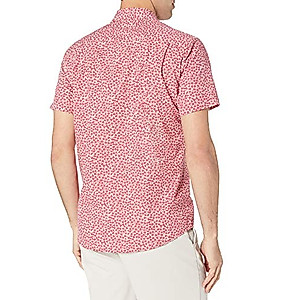 Amazon Essentials Men's Regular-Fit Short-Sleeve Poplin Shirt, Washed Red Roses, Medium