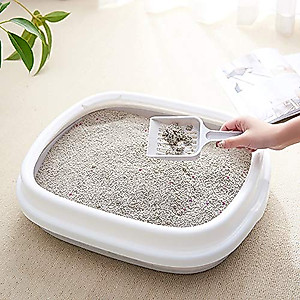 Shulemin Litter Box with Scoop Cat Litter Box High Side and Back Semi-Closed Detachable PP Pet Cats Sand Toilet Litter Pan Sifting Litter Box for Cats Dogs Pink L