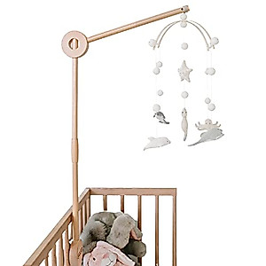 Sasa Wooden Crib Mobile Arm - Baby Mobile Holder for Crib (100% Beech Wood, 30 inch) with Strong Hold Anti Slip Attachment Clamp for Sturdy Mobile Hanger