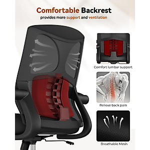 CAPOT Ergonomic Office Chair 350lbs Capacity - 3.9-inche Cushion and Tall Back Computer Desk Chair Breathable Mesh - Comfortable Swivel Office Chair with Adjustable Lumbar Support