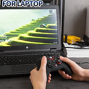 IFYOO V-one Wired USB Gaming Controller Gamepad Joystick for PC (Windows XP/7/8/10/11) & Steam & Android & PS3 - Red