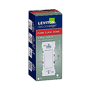 Leviton E5603-SW Decora Edge 15 Amp 3-Way Rocker Switch, White