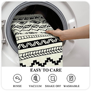 Lahome Boho Machine Washable Living Room Rugs - 5x7 Area Rugs for Bedroom Non-Slip Large Throw Rugs Soft Geometric Dinning Room Rug Tribal Distressed Carpet for Living Room Entryway Kitchen Office