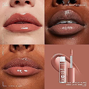 NYX PROFESSIONAL MAKEUP This Is Milky Gloss, Lip Gloss with 12 Hour Hydration, Vegan - Choco Latte Shake (Milk Chocolate)