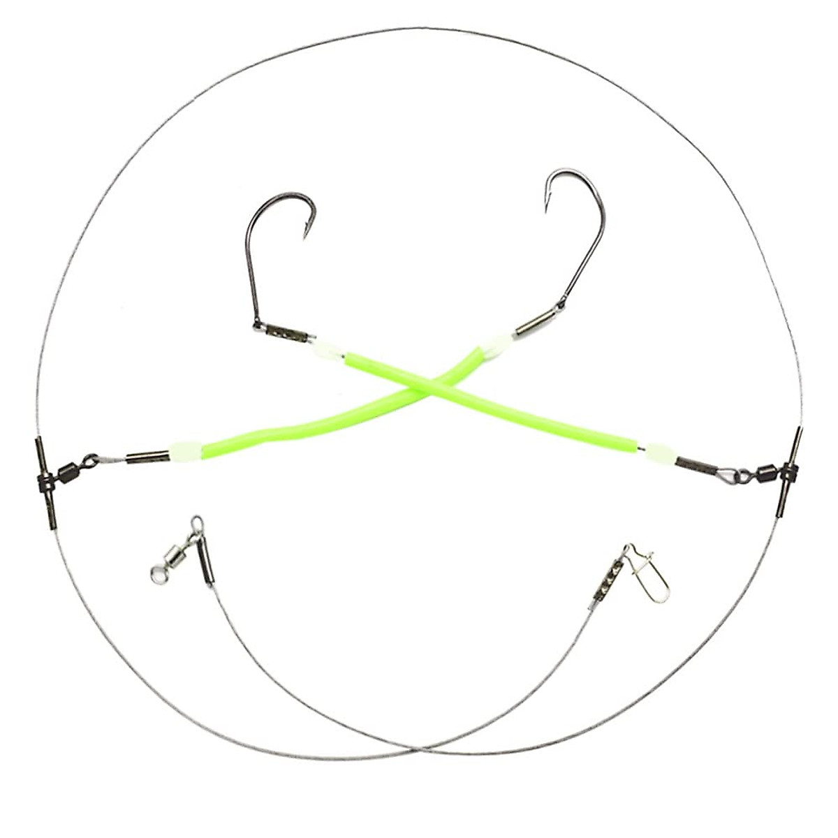 SENYUBBY High Strength 49-Strands Steel Wire Leader Rigs with Hooks Swivels Snap Connect,Saltwater Fishing Assecories Steel Wire Leader with Nylon-Coating