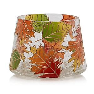 Yankee Candle Fall Leaves Crackle Glass Large Jar Candle Shade/Topper with Candle Tray