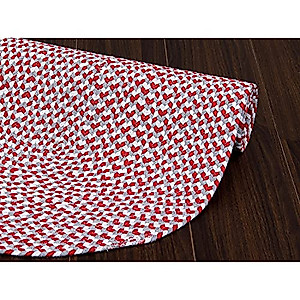 Super Area Rugs Tri-Color Cotton Farmhouse Braided Rug - Buffalo Check Red,White,Gray 6' Round Circle